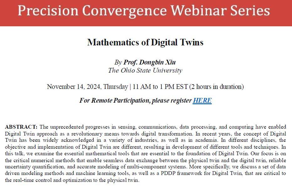 Precision Convergence: Mathematics of Digital Twins with Prof. Dongbin ...
